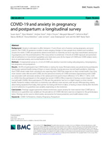 City Research Online - COVID-19 and anxiety in pregnancy and postpartum: a longitudinal survey